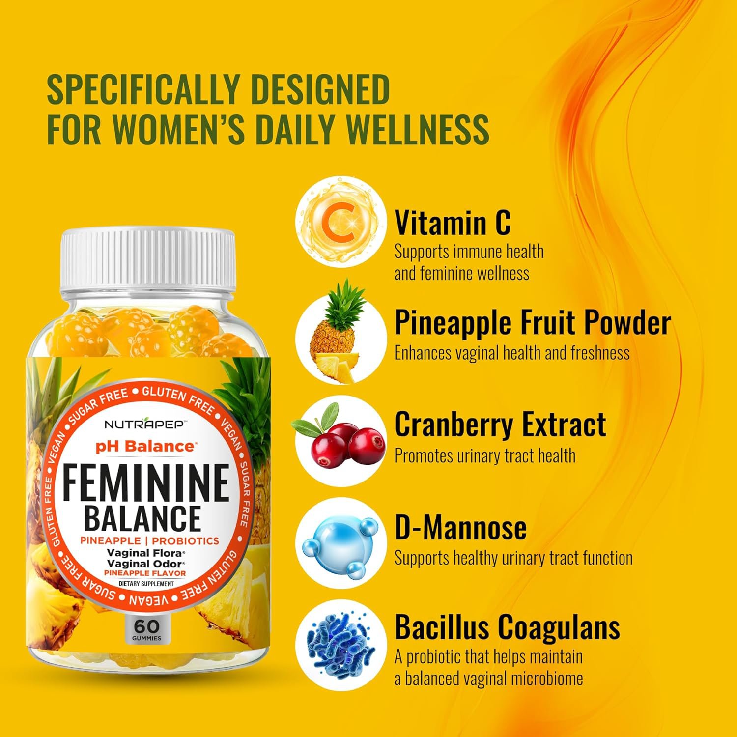 Feminine Balance Probiotics Gummies for Women - Vaginal Health & Women ...