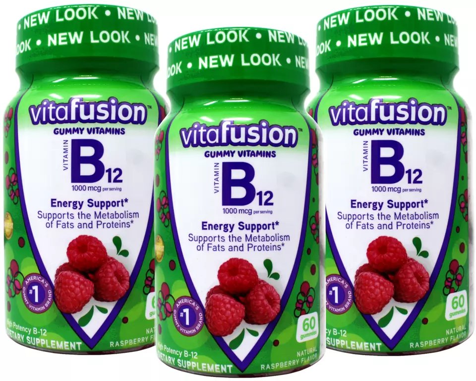 Vitafusion B12 1000 mcg Gummy Vitamins, Delicious Raspberry Flavor ...