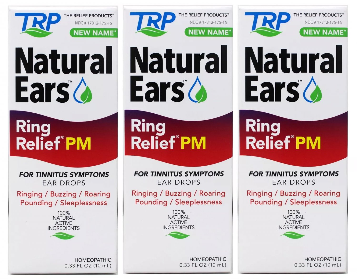 Ring Relief PM Ear Drops for Tinnitus, Night time Formula 0.33 fl oz 3 Pack