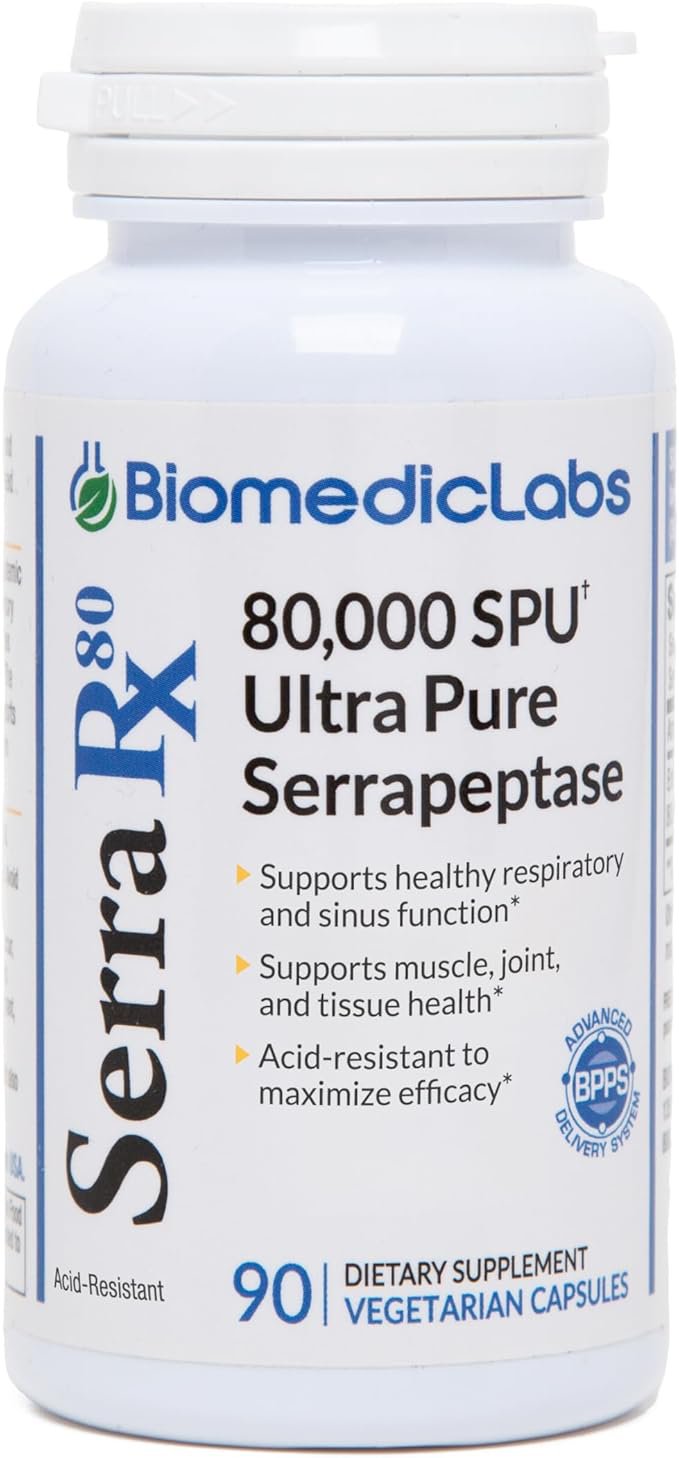 Serra-RX 80,000 SPU Serrapeptase - Acid-Resistant Proteolytic Systemic ...