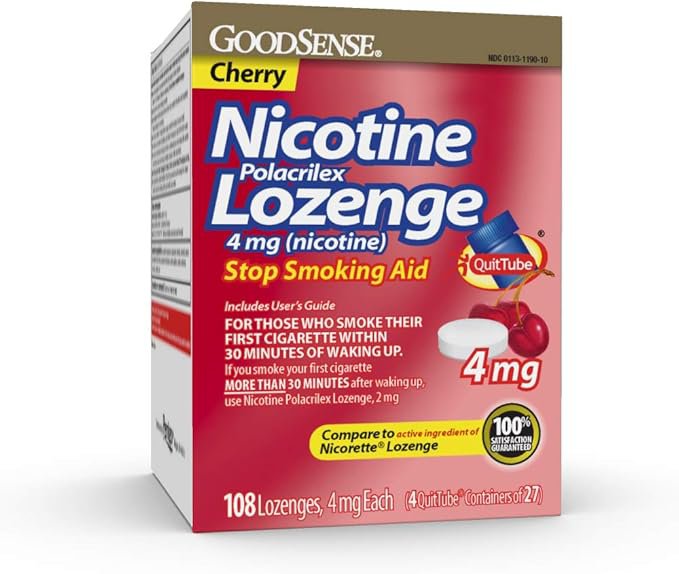 GoodSense Nicotine Lozenge 4 mg, Reduce Nicotine Cravings and Stop Smoking