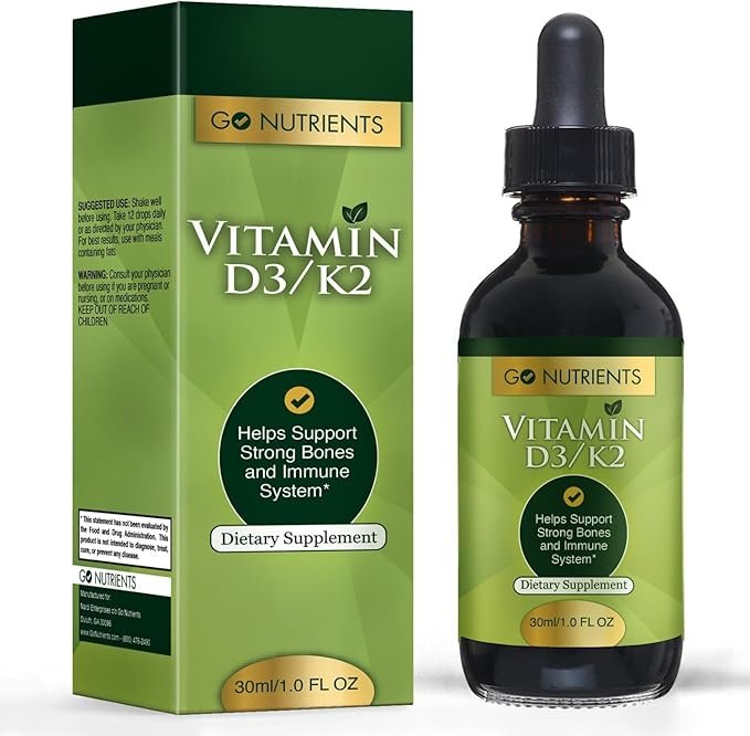 Go Nutrients Vitamin D3 K2 Drops – Liquid VIT D Supplement with MK7 for ...