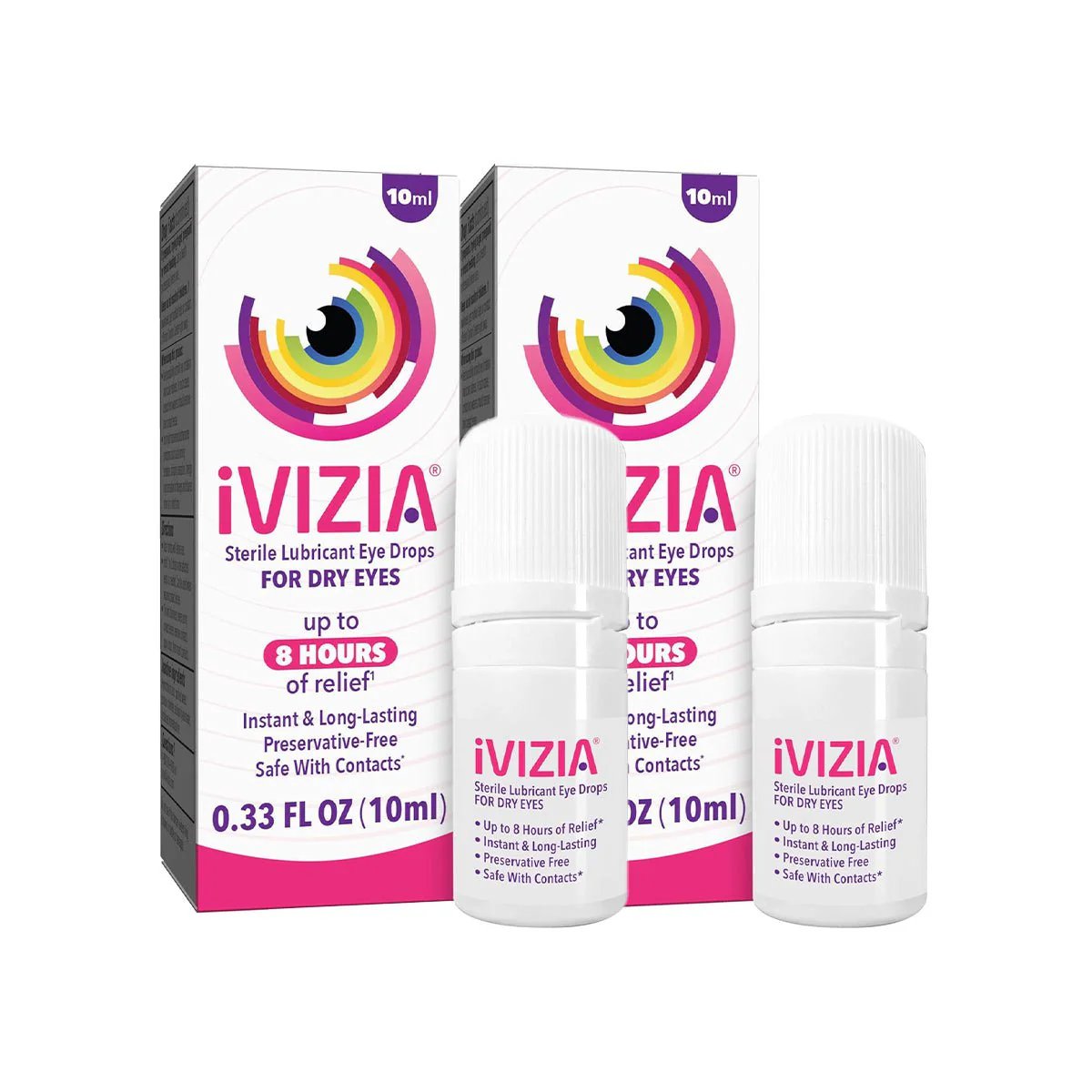 iVIZIA 2-pack Sterile Lubricant Eye Drops, Preservative-Free, (2 x 10ml ...