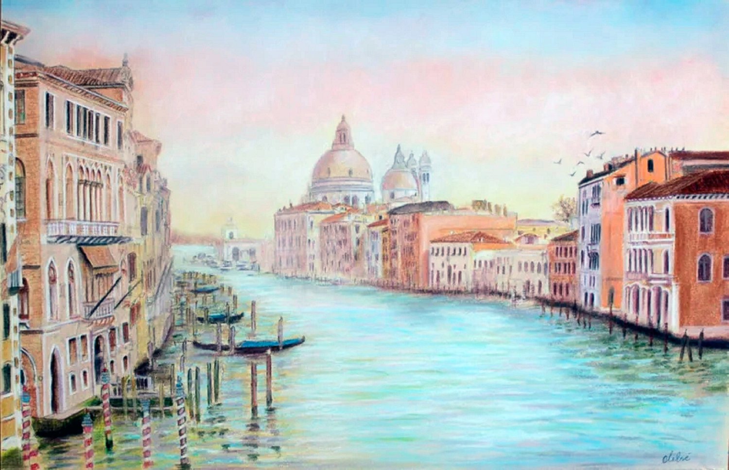 Venice drawing. Grand canal. Venice painting. Venice painting.