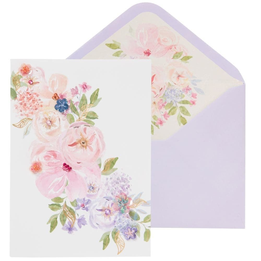 Watercolor Floral Note Card Set with Foil Accents