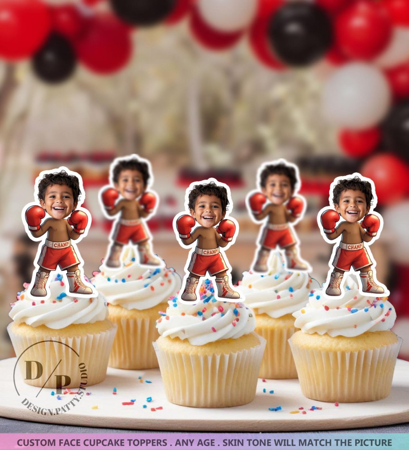 Boxing Cupcake Toppers - Face cupcake topper -Custom Face- cupcake ...