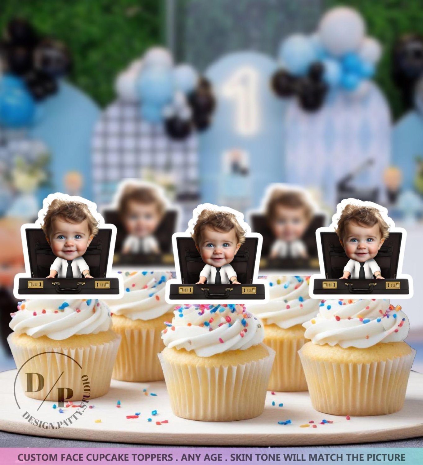 Baby boss Cupcake Toppers - Face cupcake topper -Custom Face- cupcake ...