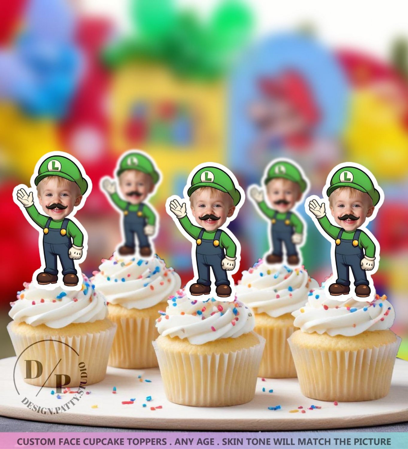 Super Mario bros face Cupcake Toppers - Face cupcake topper -Custom ...