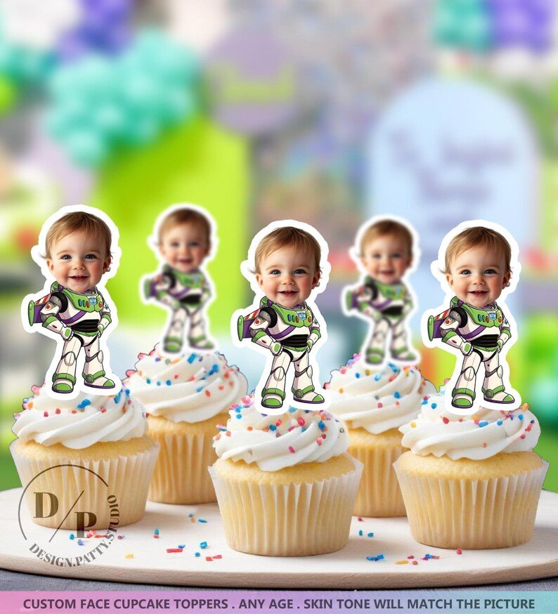 Buzz lightyear Cupcake Toppers - Face cupcake topper -Custom Face ...
