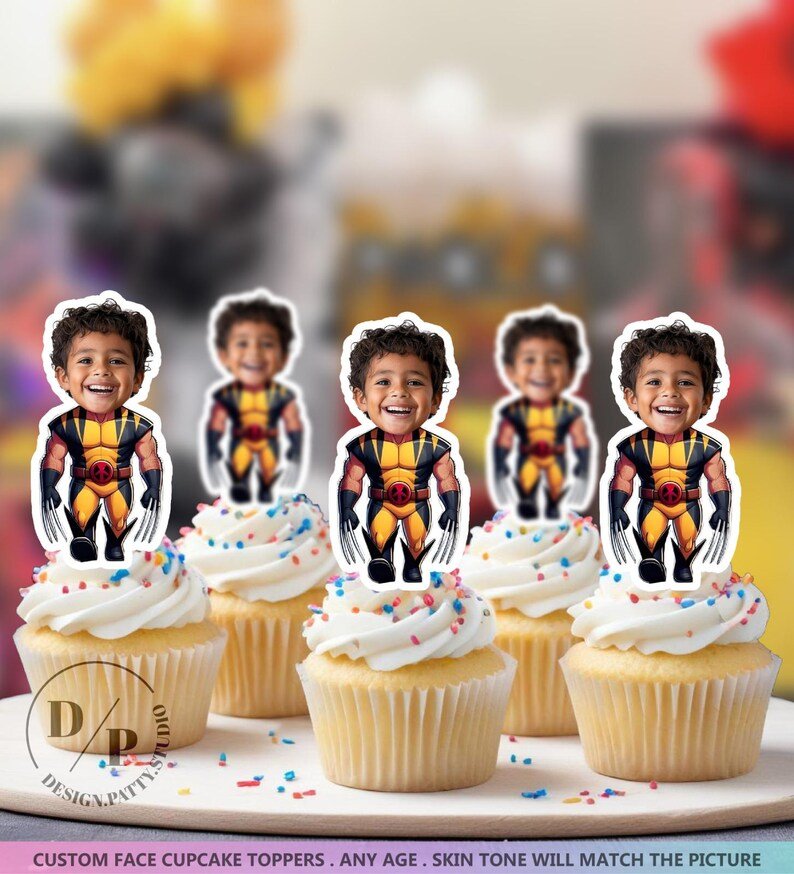 Deapol x Wolverine Cupcake Toppers - Face cupcake topper -Custom Face ...