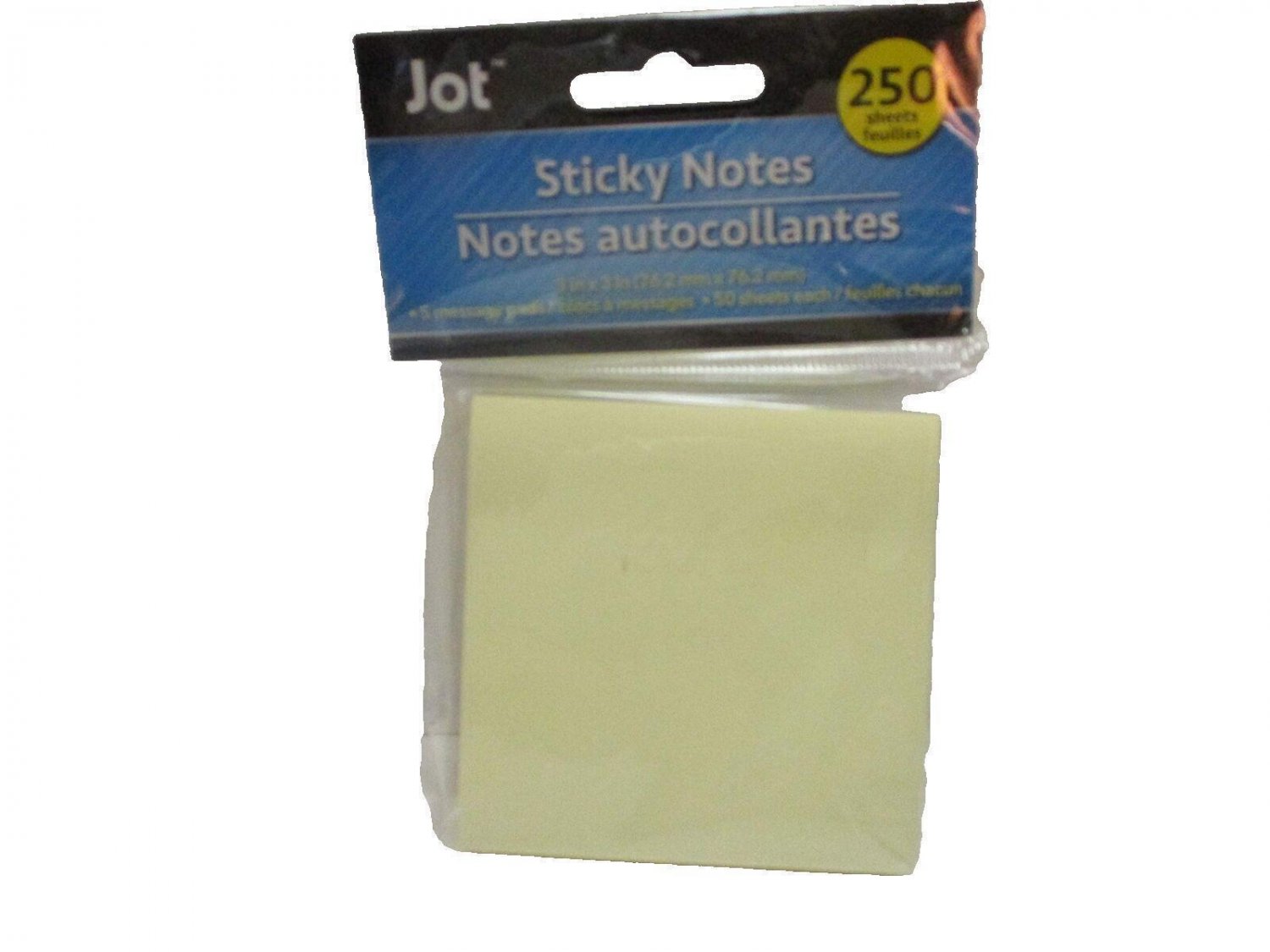 250 Sticky Notes Pads 3" x 3" Five Packs of 50 Notes in one Package ...