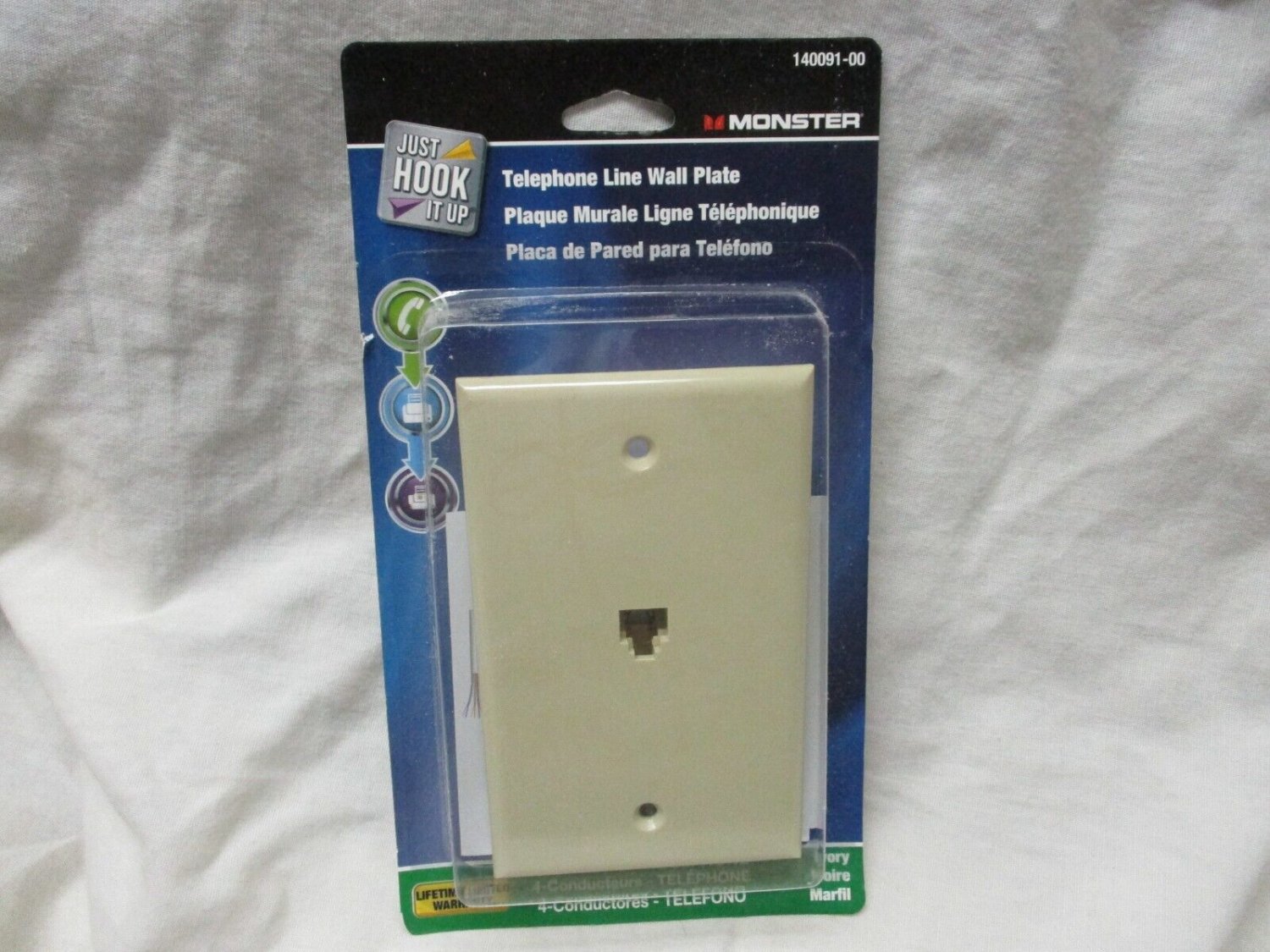 Monster Cable Wall Mount Telephone Line Wall Plate Modular 4 Conductor ...