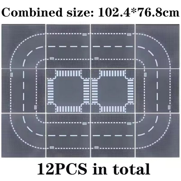 Classic Building Blocks Base Plate City Street View Traffic Road Figures