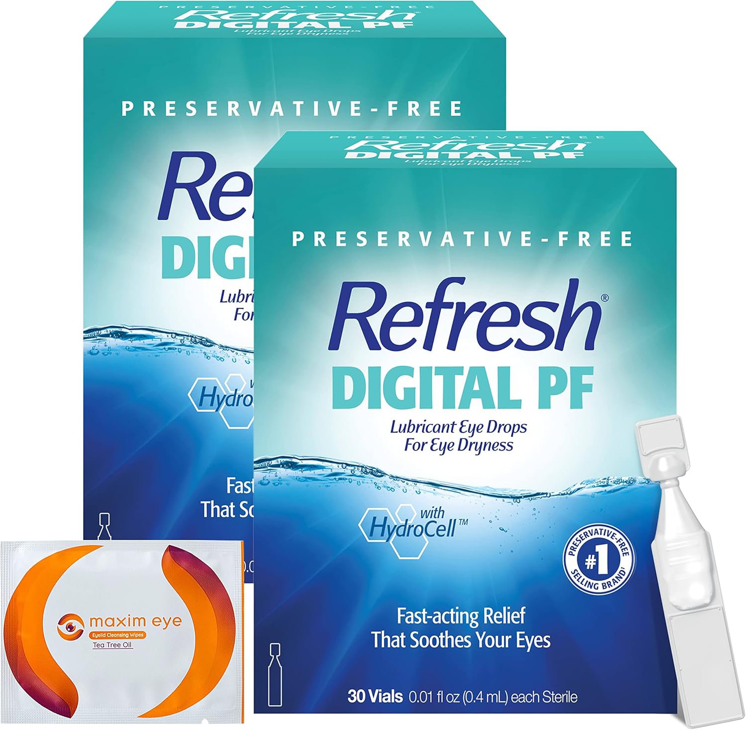 Digital Eye Drops Vials, 2 Pack, Preservative-Free,