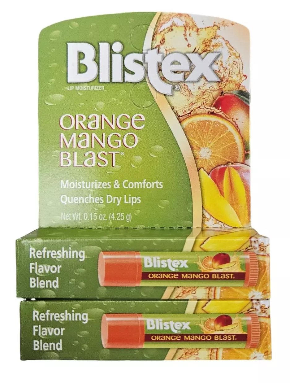 Blistex ORANGE MANGO BLAST Lip Balm Stick 0.15oz ( 2 pack )