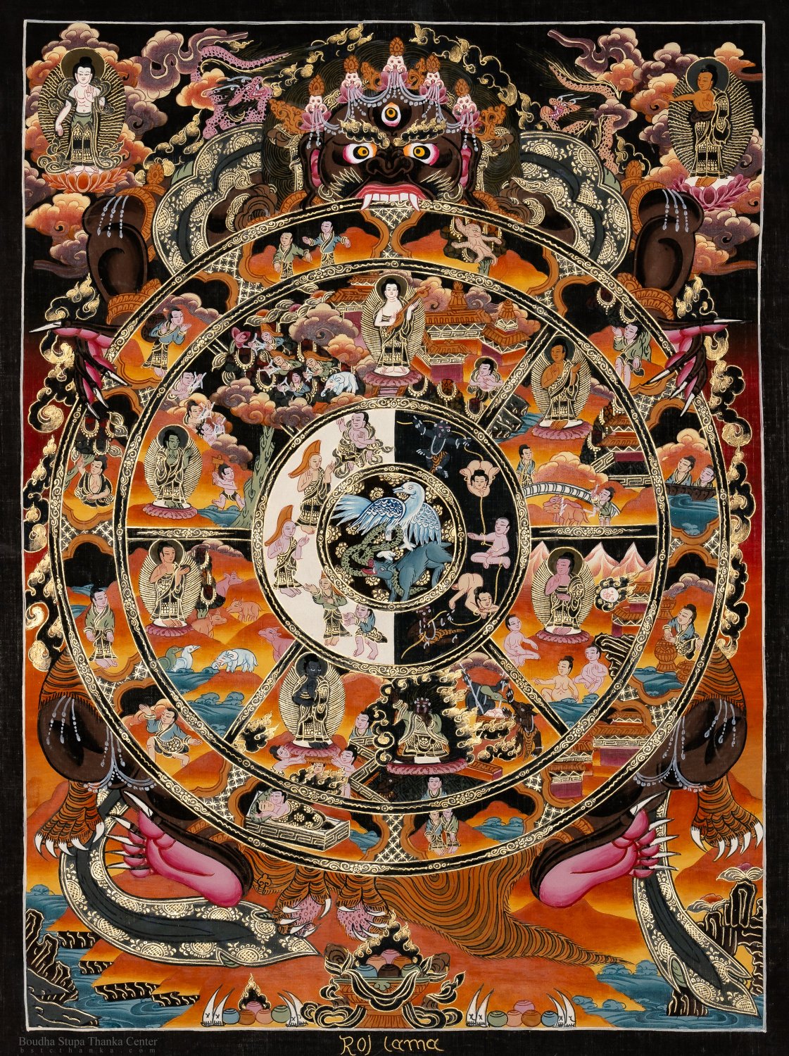 24K Handcrafted Wheel of Life Thangka – Authentic Symbol of Samsara and ...