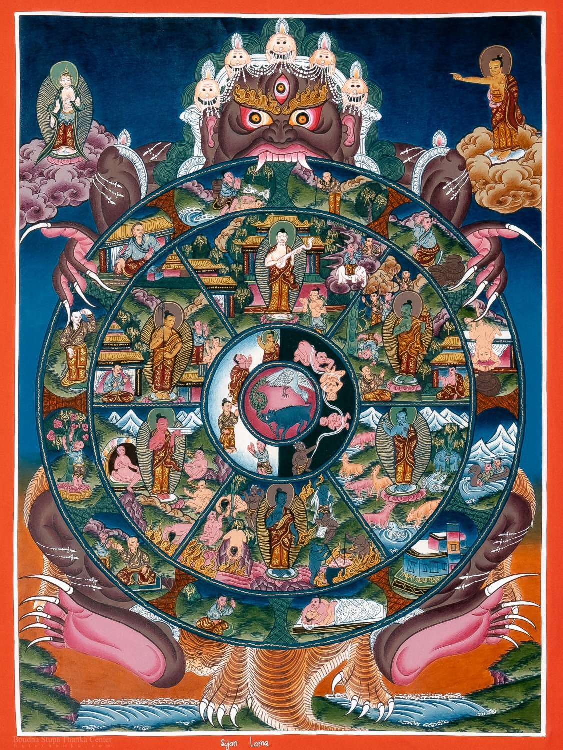 24 K Sacred Wheel of Life Thangka – A Timeless Representation of ...