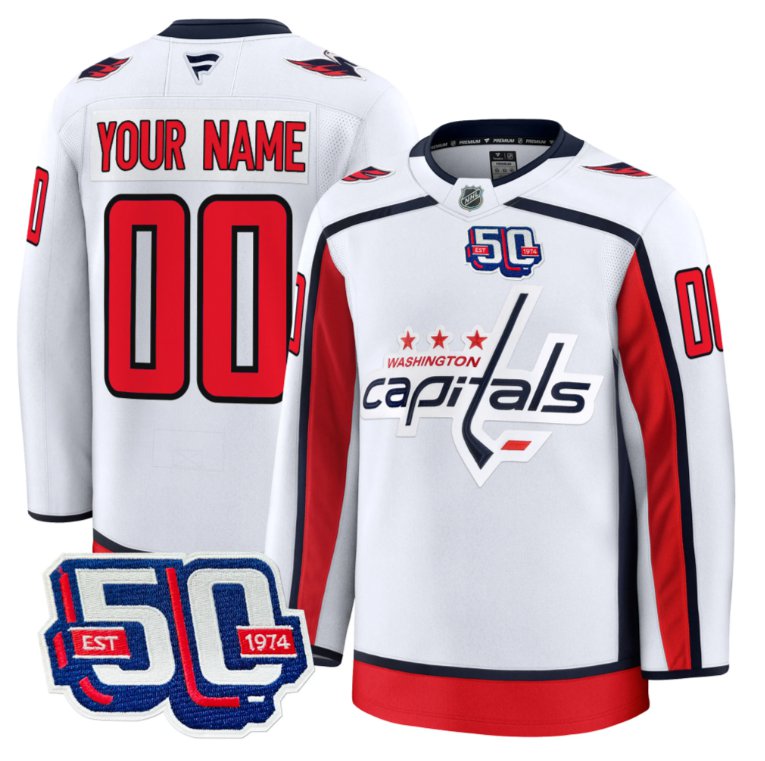 Men Custom Washington Capitals Jersey 50th Anniversary Premium Stitched ...