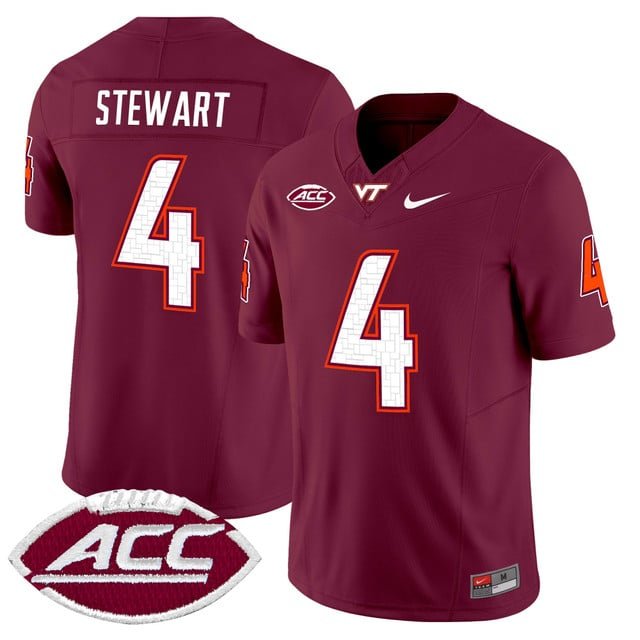 Terion Stewart Jersey #4 Virginia Tech Hokies 2025 Vapor Limited Maroon ...