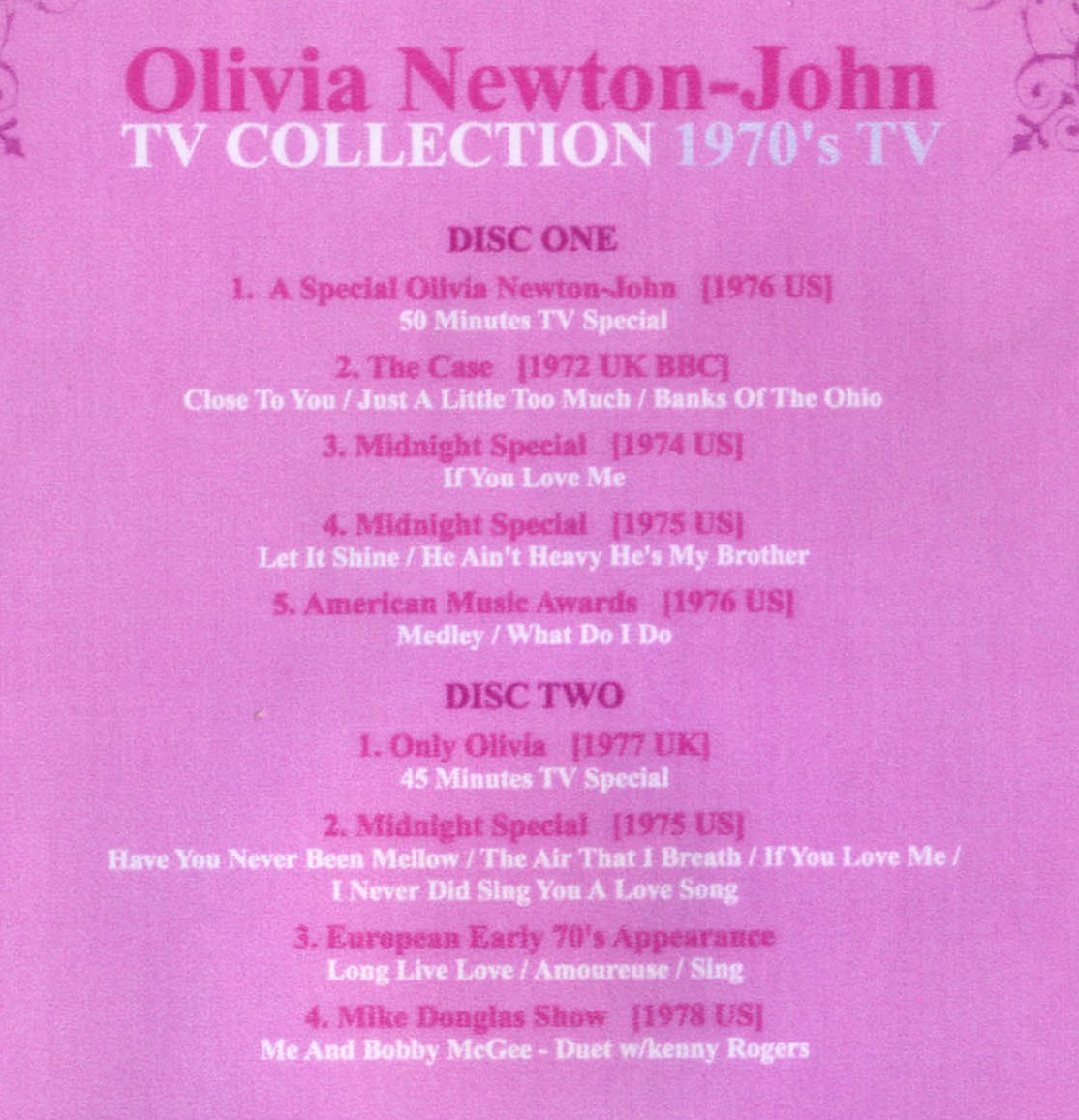 OLIVIA NEWTON JOHN TV COLLECTION 1970's TV DVD