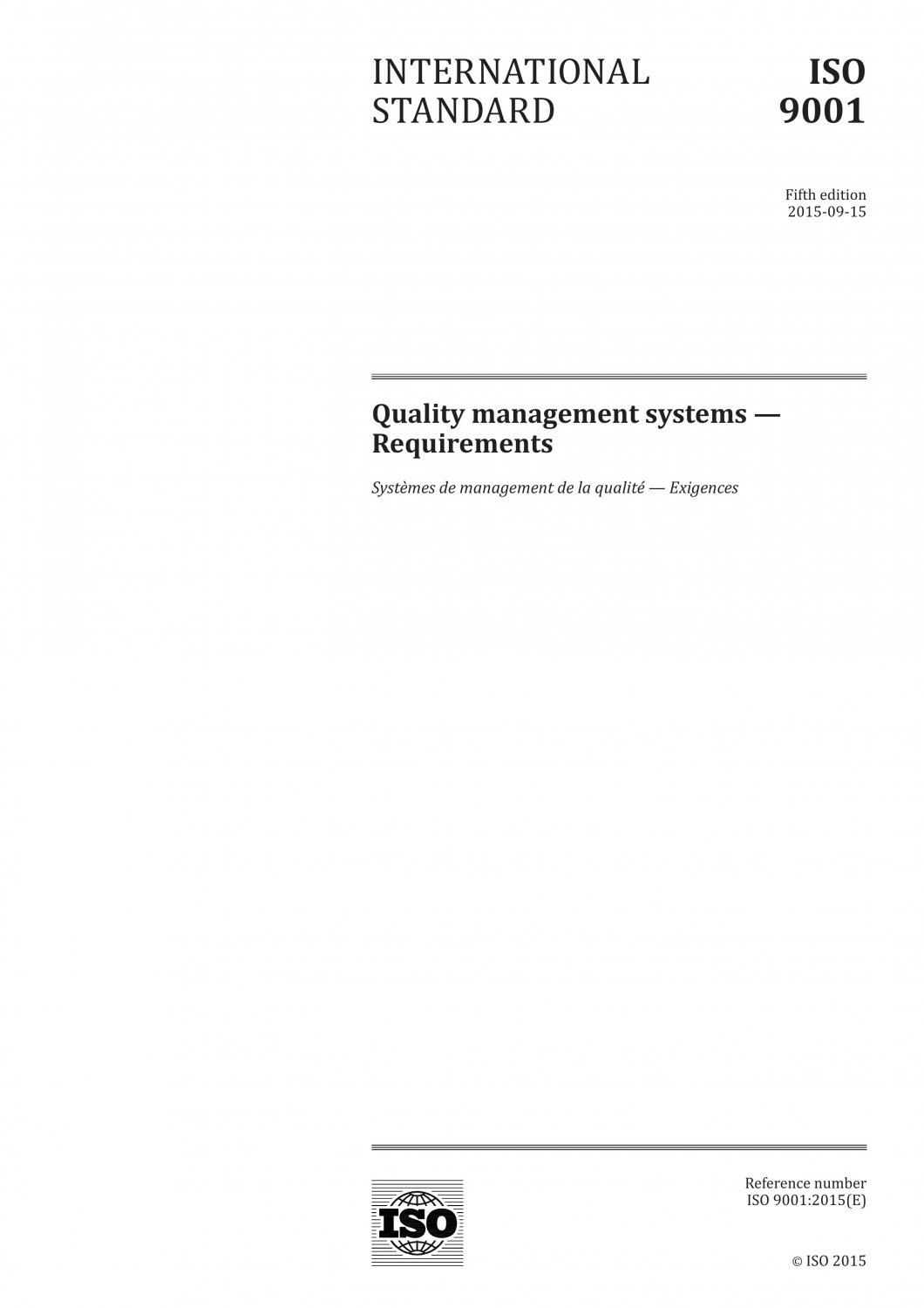 ISO 9001 - 2015 - Quality Management Systems - Requirements