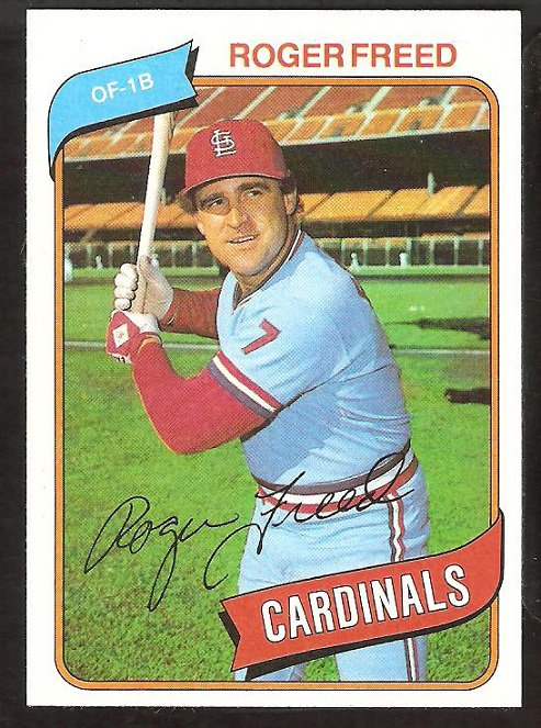 St Louis Cardinals Roger Freed 1980 Topps Baseball Card # 418 nr mt