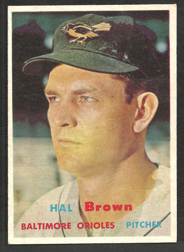 Baltimore Orioles Hal Brown 1957 Topps Baseball Card 194 ex mt