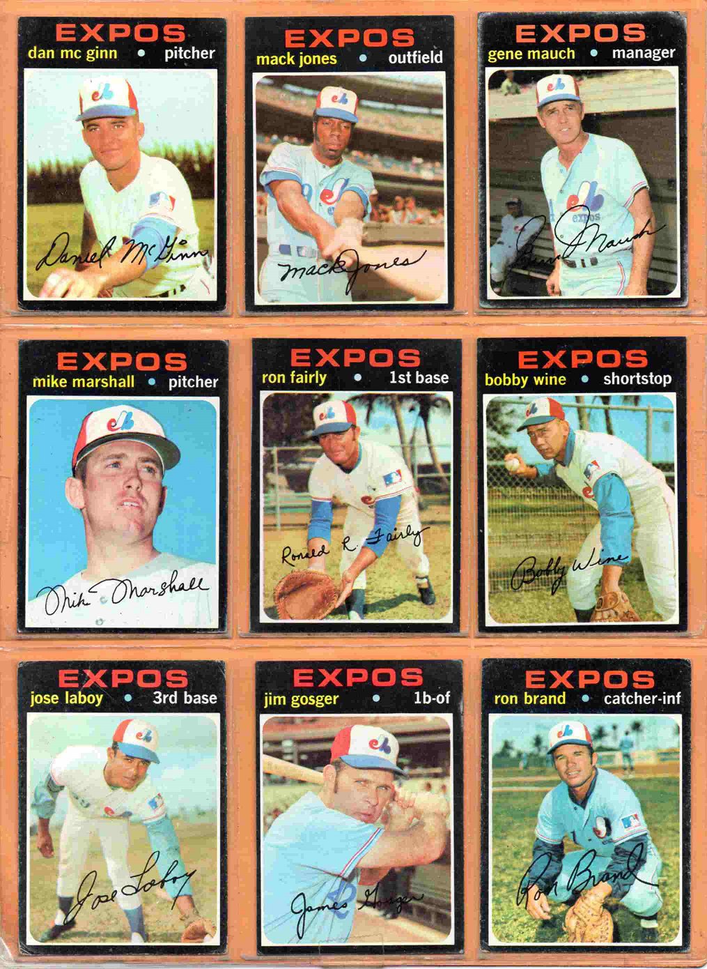 1971 Topps Montreal Expos Team Lot 16 diff Mike Marshall Gene Mauch Ron ...