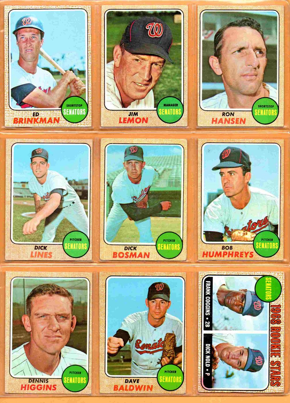 1968 Topps Washington Senators Team Lot 12 diff Jim Lemon Ron Hansen ...