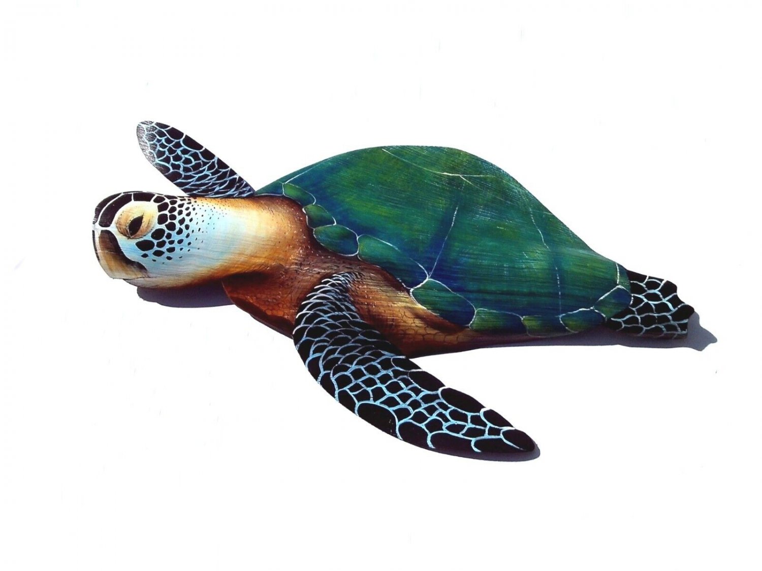 Sea Turtle original hand painted sculptured from Palm tree frond turtle art