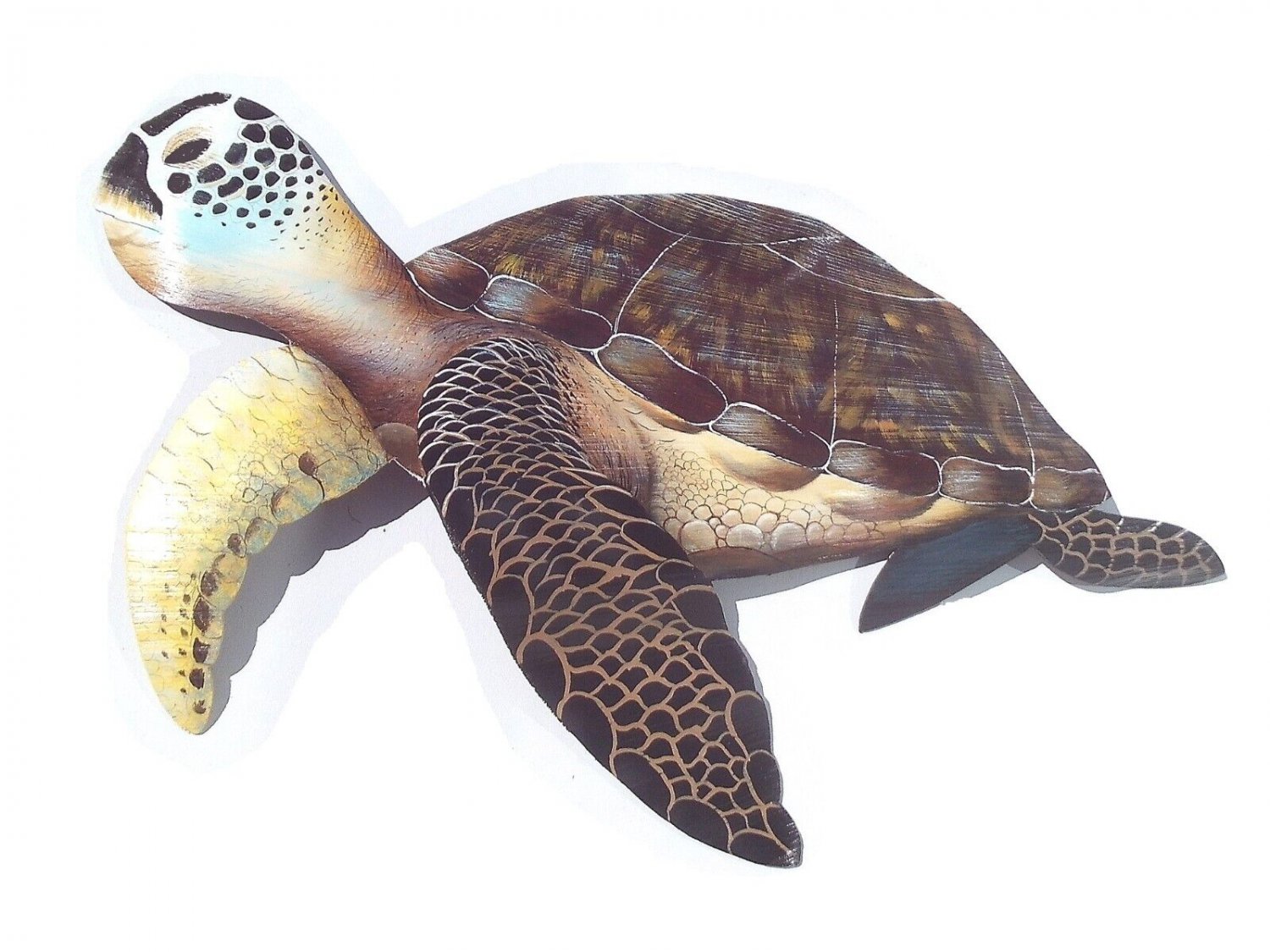 Sea Turtle hand painted and carved from Florida Palm tree frond art ...