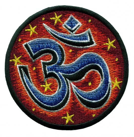 Aum om infinity hindu trance embroidered applique iron-on patch ...