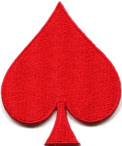 Red spades suit playing cards biker retro poker applique iron-on patch ...
