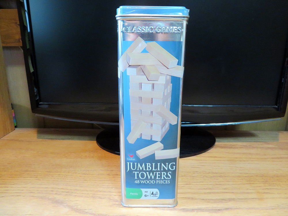 Cardinal Jumbling Towers Game 48 Wood Pieces in Tin