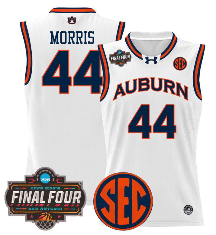 Chris Morris #44 Auburn Tigers 2025 Final Four Patch Stitched White