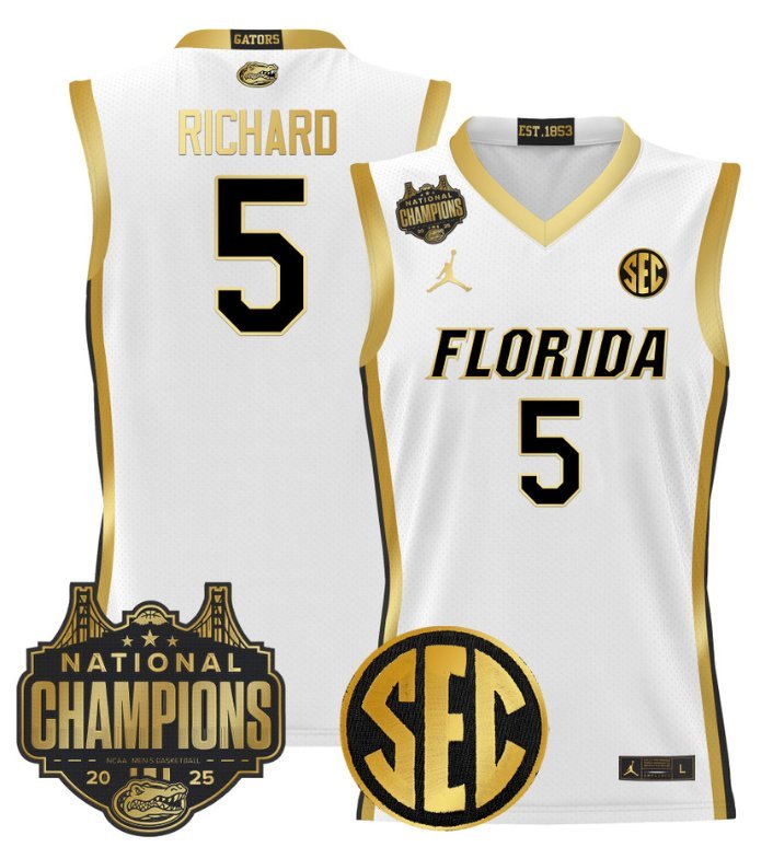 Will Richard #5 Florida Gators 2025 National Champions Patch White Gold