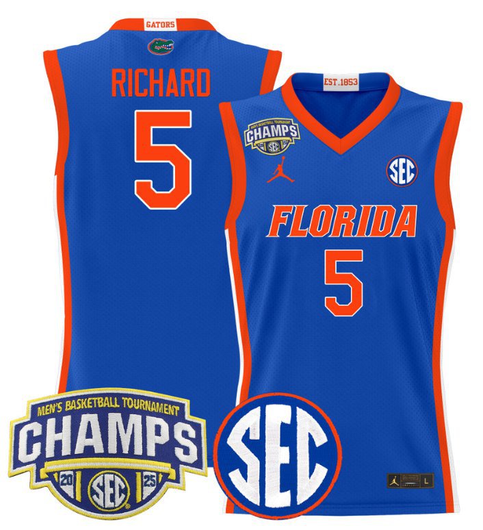 Will Richard #5 Florida Gators 2025 Tournament Champions Patch Royal