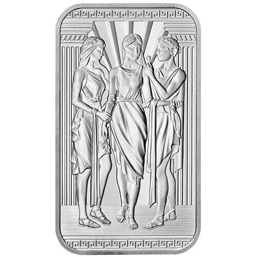 2022 THREE GRACES Bar 1 Oz Silver Great Britain The Great Engravers ...