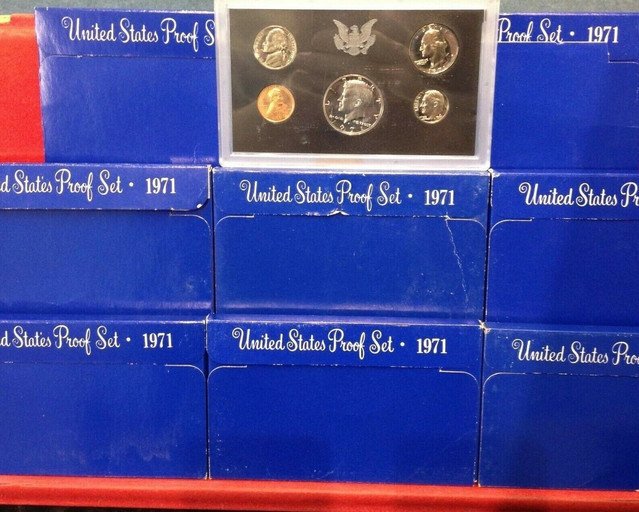 5 US coins OGP 1971 S Proof Sets US Mint Original Government Estate Half Quarter