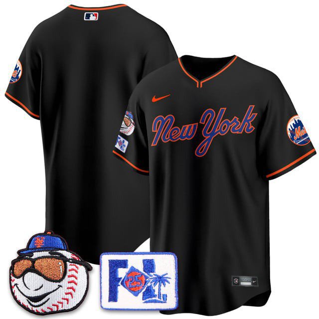 2026 New York Mets Blank Name Blue Road Spring Training Black Stitched