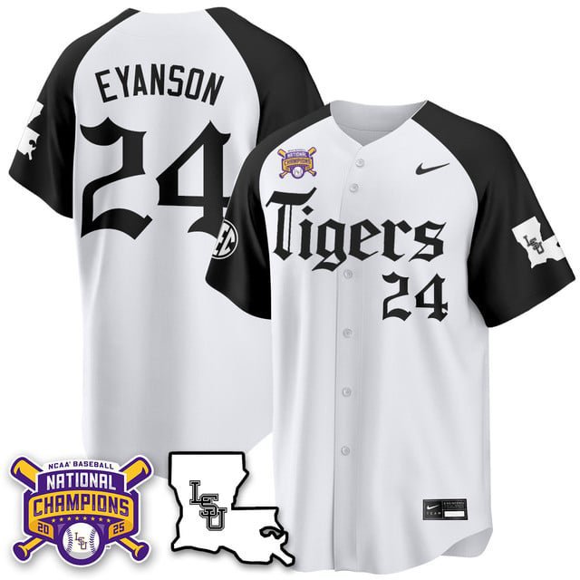 2026 Anthony Eyanson #24 LSU Tigers World Series Champions Gothic Geaux ...