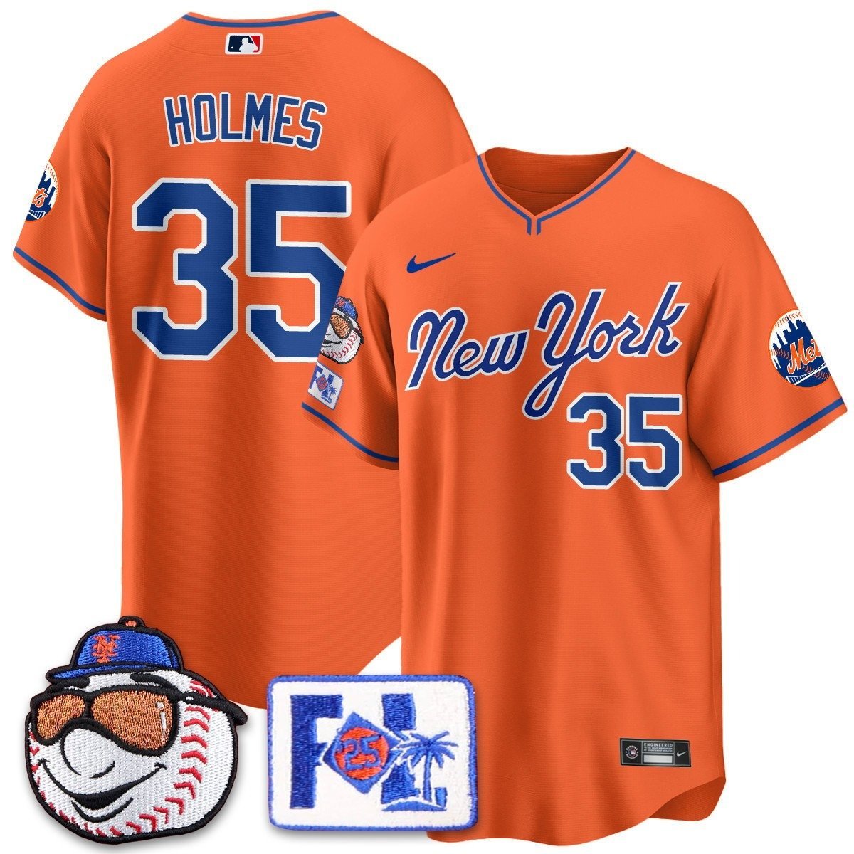2026 Clay Holmes #35 New York Mets Blue Road Spring Training Orange ...