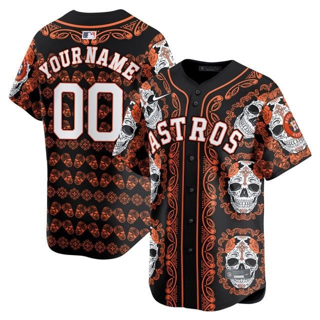 2026 Custom Astros Name and Number Paisley Sugar Skull Vapor Premier ...