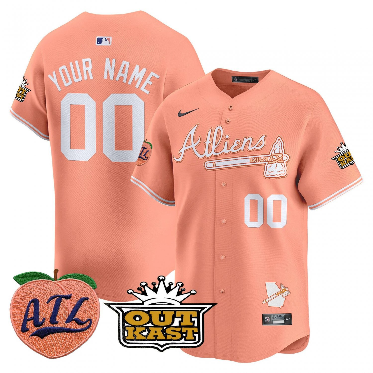 2026 Custom Atlanta Braves Atliens & Peach Vapor Premier Limited Peach ...