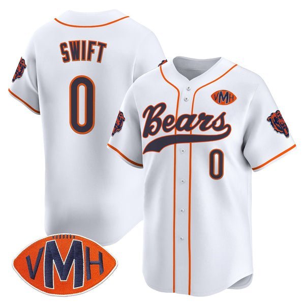2026 D'Andre Swift #0 Chicago Bears Vapor Baseball - All Stitched White