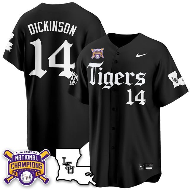 2026 Daniel Dickinson #14 LSU Tigers World Series Champions Gothic ...