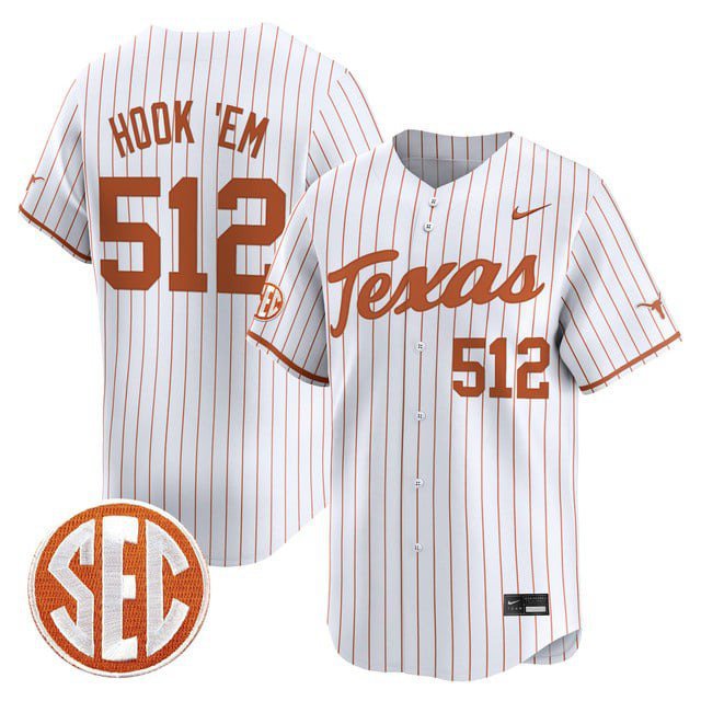 2026 Hook 'Em #512 Texas Longhorns Vapor Baseball White Pinstripe - All ...