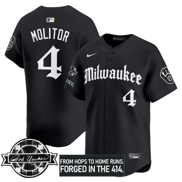 2026 Paul Molitor #4 Milwaukee Brewers Bob Uecker Patch Vapor Gothic ...