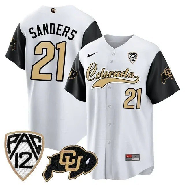 2026 Shilo Sanders #21 Colorado Buffaloes Baseball Black Sleeves - All ...