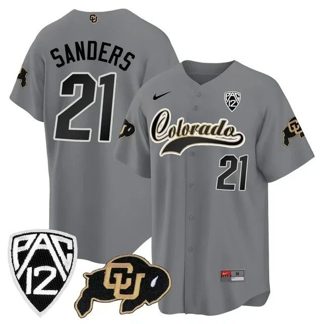 2026 Shilo Sanders #21 Colorado Buffaloes Baseball Gray - All Stitched